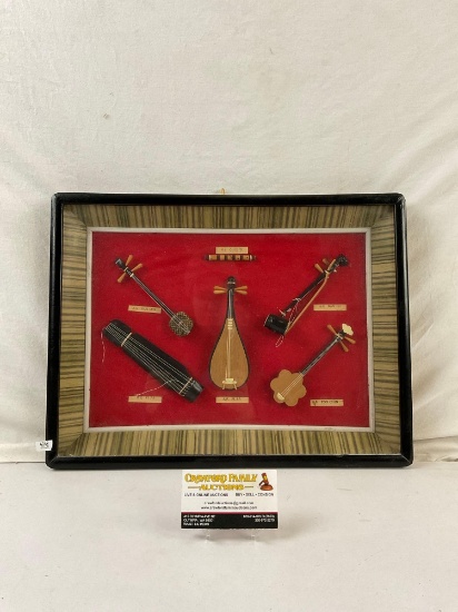 Vintage Framed Traditional Asian Musical Instruments Miniatures in ...