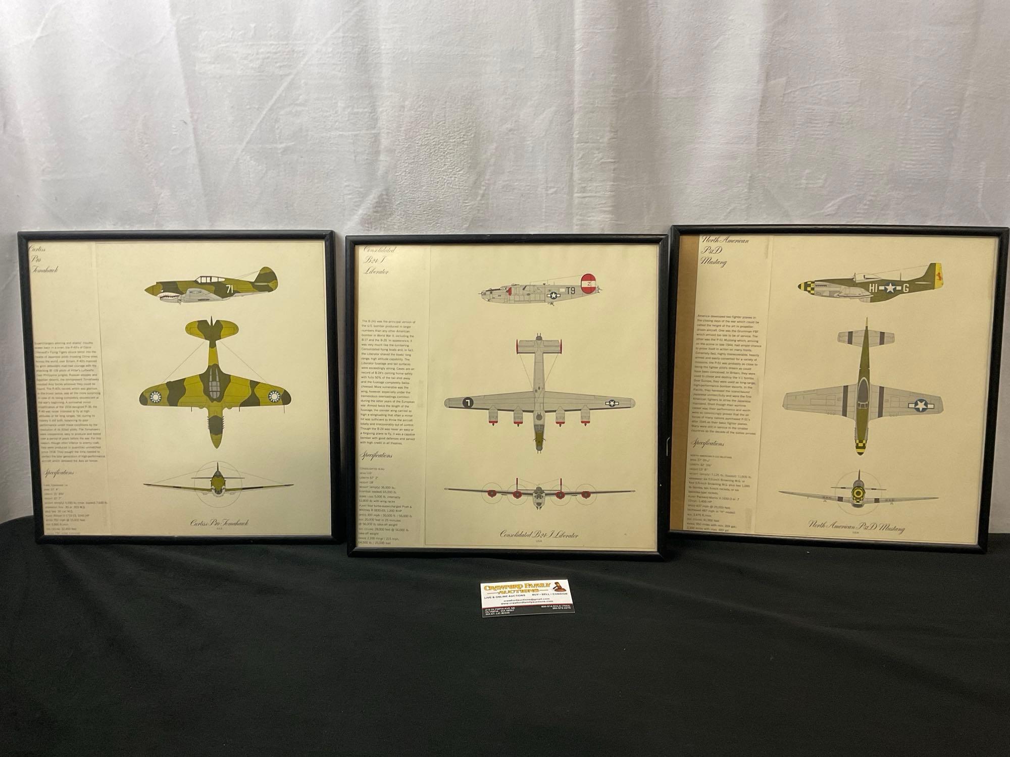 Trio of Vintage Framed WWII Airplane Pieces, | Proxibid