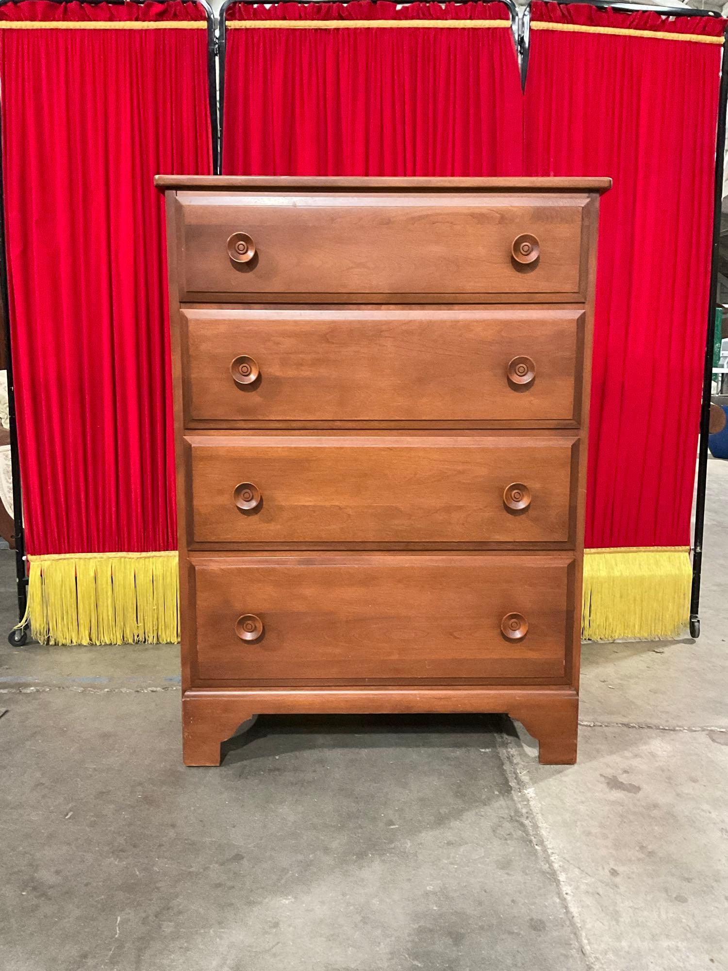 Vintage Whitney Birch Wooden Tall Boy Dresser w/ | Proxibid