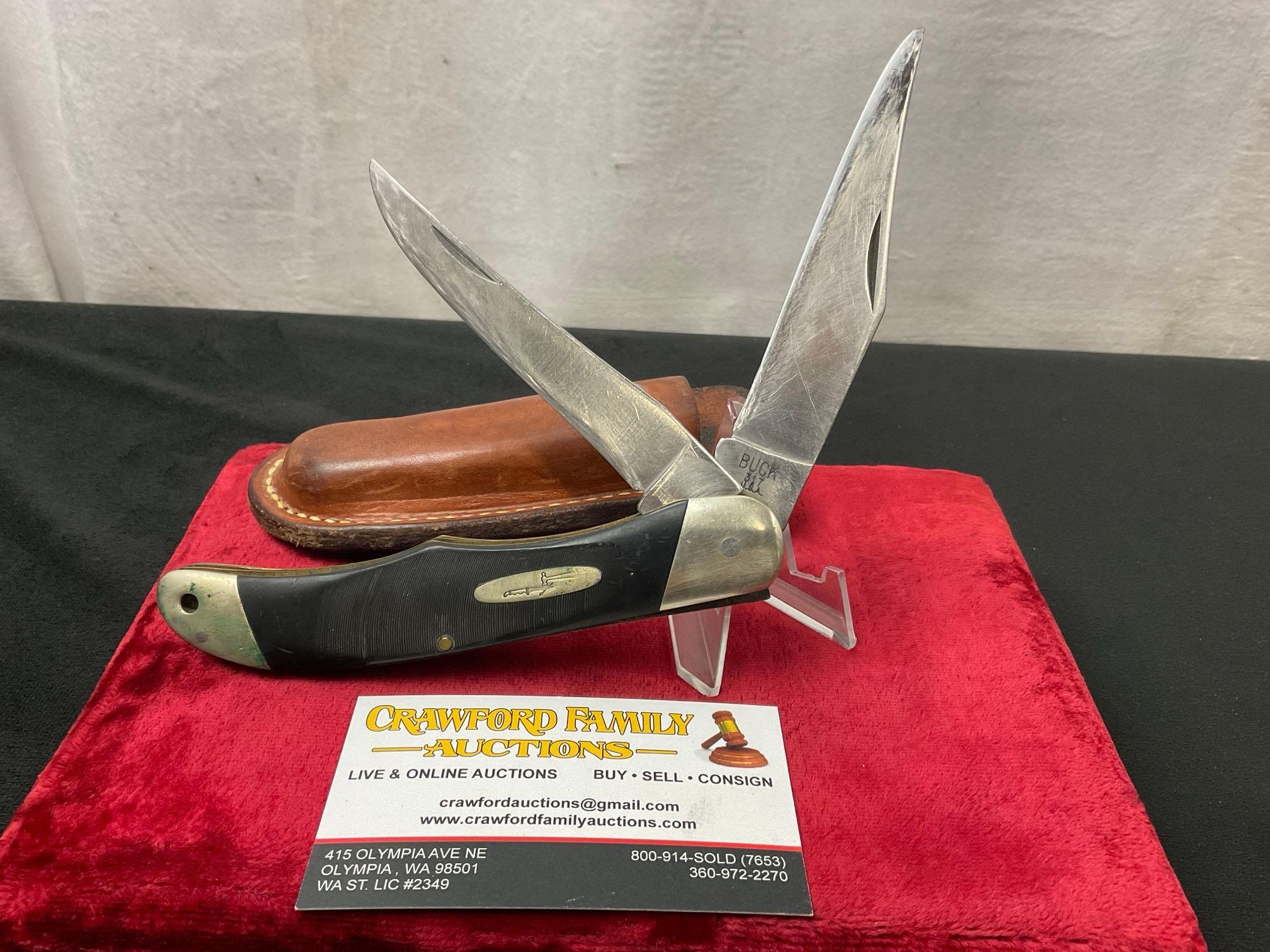 Vintage Buck 317 Hunting Double Knife w/ Black | Proxibid