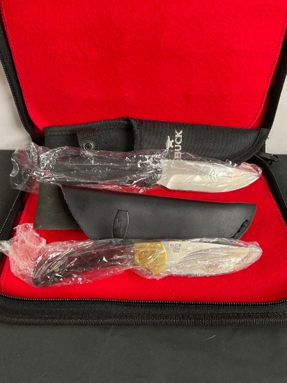 2x New In Box Buck Fixed Blade Knives in Sheathes - Numbered 679 & 113 ...
