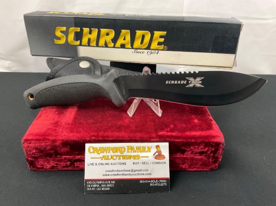 Modern Schrade Timer X Camp Knife, full Tang, Black Blade & Rubber ...