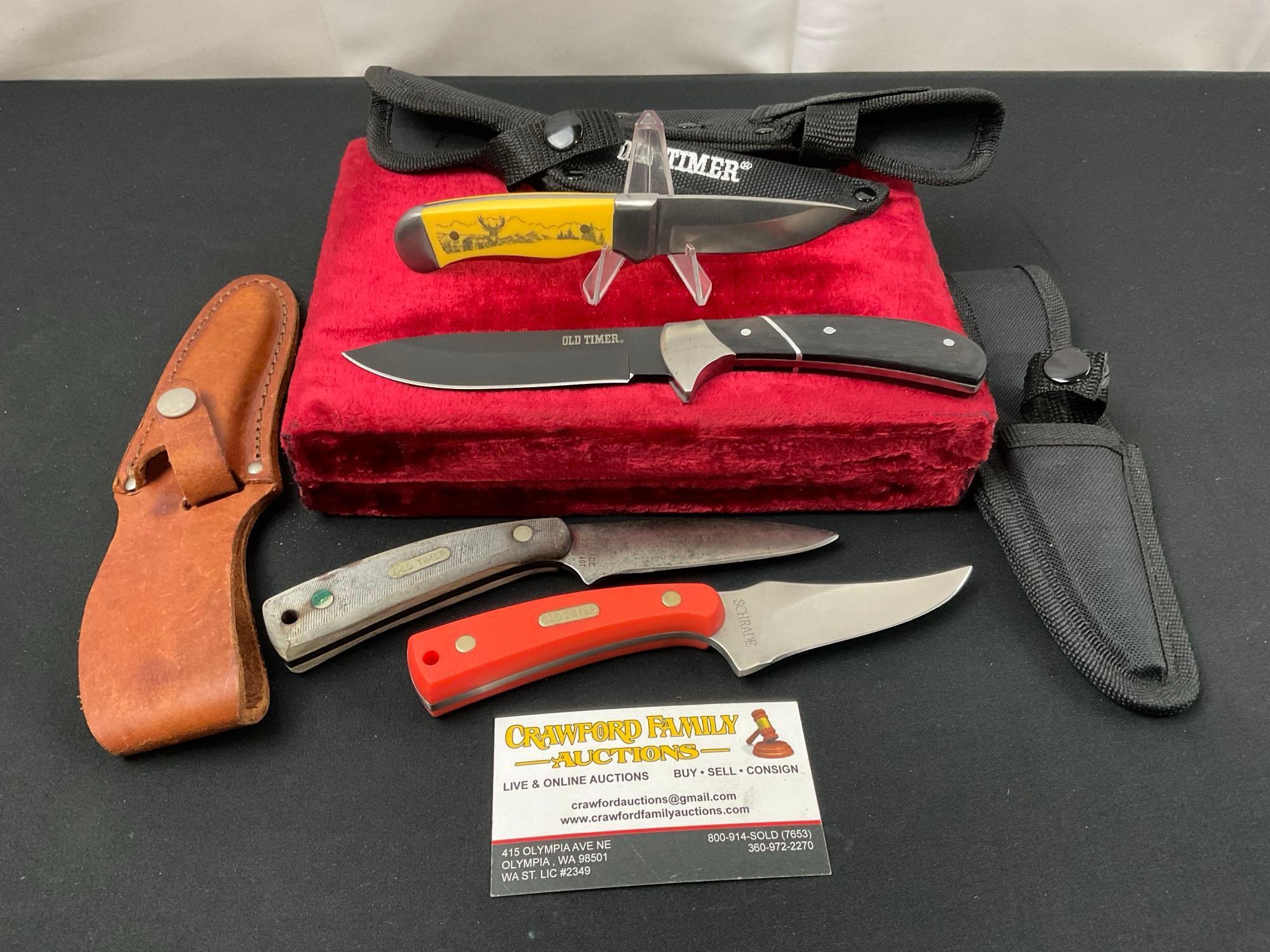 4x Schrade Fixed Blade Knives, Models 152OTO, | Proxibid