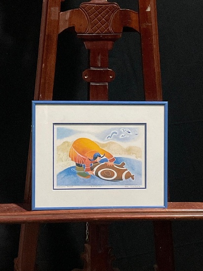 Framed Vintage 1982 Signed Artists Proof #d 20/50 titled Sealskin Float ...