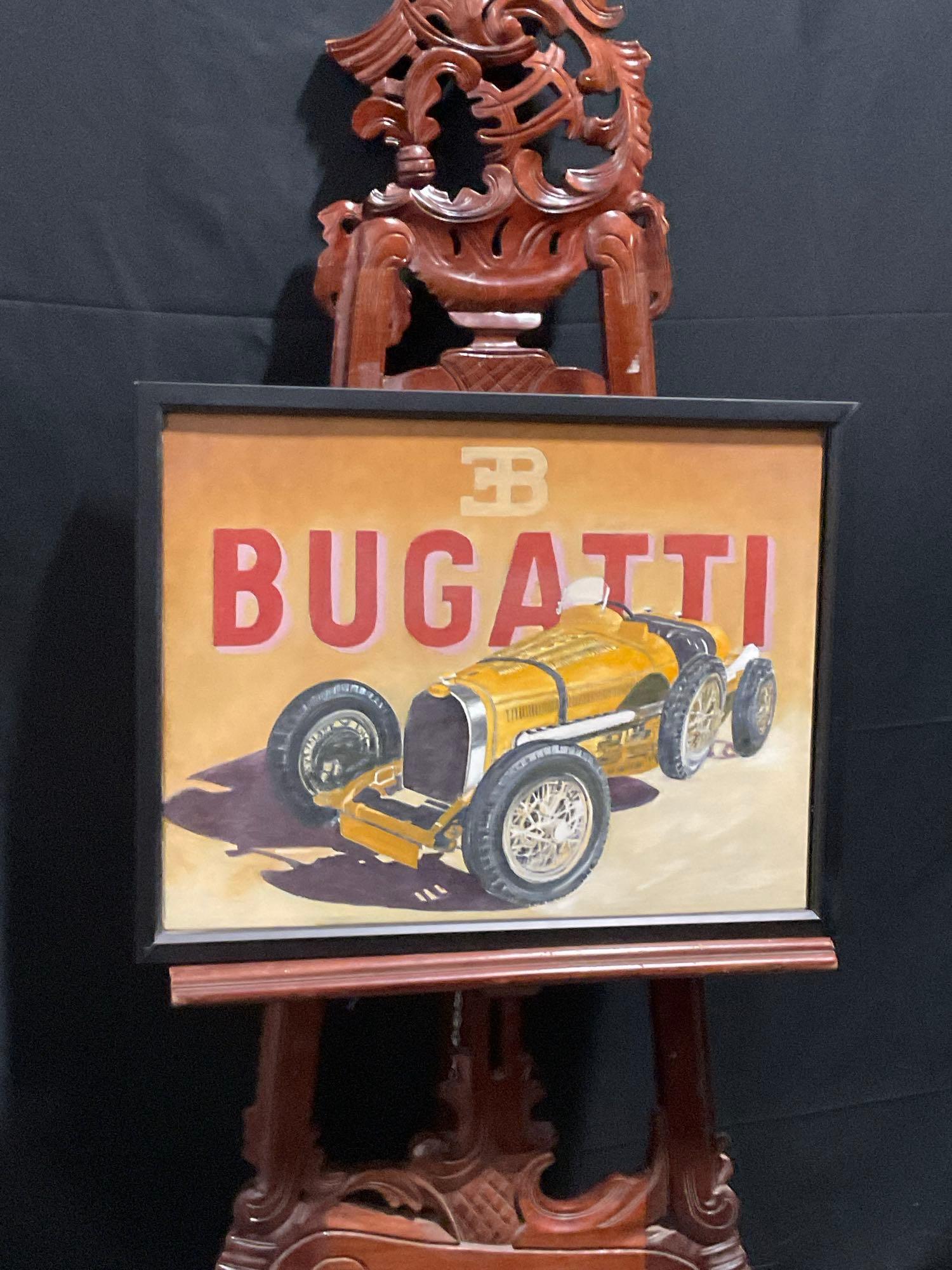 Framed Painting on Canvas of a Bugatti Type 35 | Proxibid