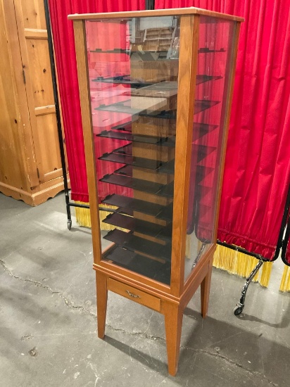 Revolving Wooden Model Car Display Case w/ Plexiglass Panels & Drawer ...