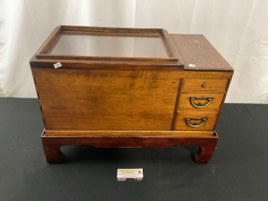 Antique Japanese Naga-hibachi Tansu Tea Cabinet brazier table w/ copper ...