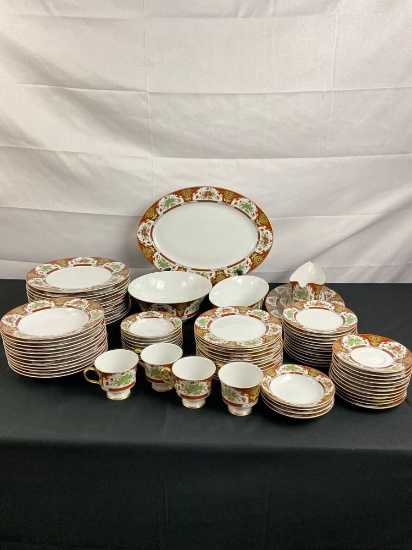 Large Set of Sango Kyoto Bone China Pattern 3727 w/ Nice Gold Rimmed ...