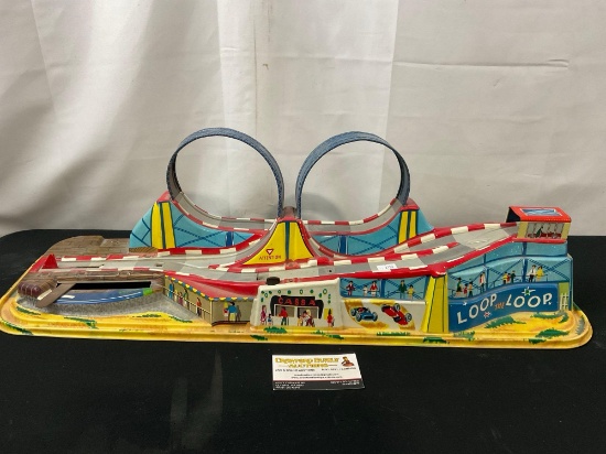 Vintage West German Technofix Race Car Loop the Loop, sheet folded tin ...