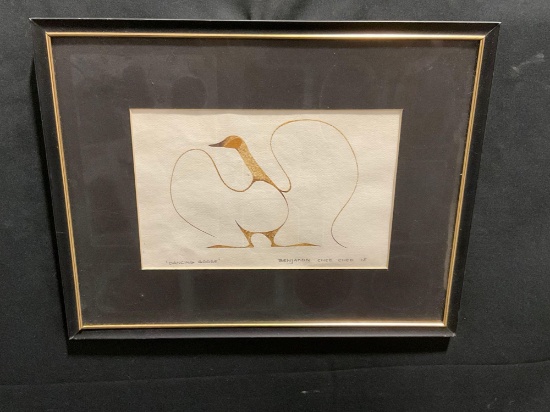 Framed Piece titled Dancing Goose by Benjamin Chee Chee 1975, Canadian ...