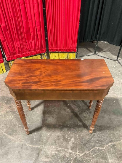 Vintage Mahogany Wood Game Table w/ Folding Top, Turned Legs & Lovely ...