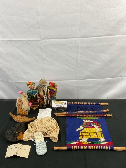 9 pcs Vintage Textiles & Souvenirs Assortment. Antique Baby Bonnet ...