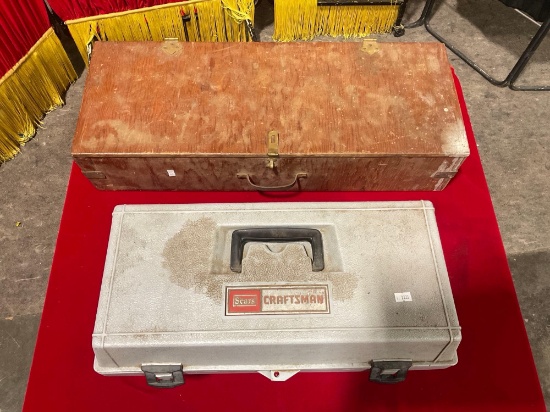 2 pcs Vintage Toolboxes w/ Contents. 1x Sears Craftsman w/ Tools & 1x Wood. See pics. | Online ...