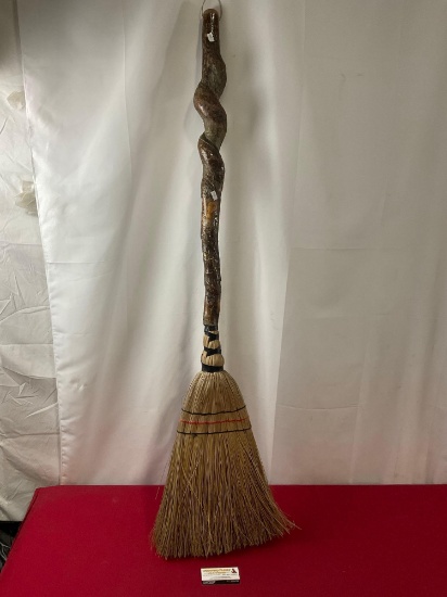 Primitive Handmade Broom, Twisted Tree Branch Handle, 52 inches long ...