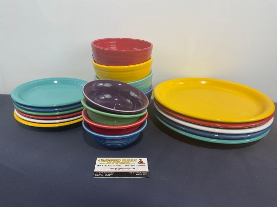 Fiestaware China, approx 19 pieces, various colors and eras, Sunflower ...