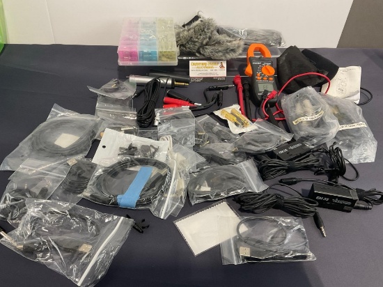 Assortment of Cables, Audio Equipment, Pair of Lav Mics Vivanco EM35 ...