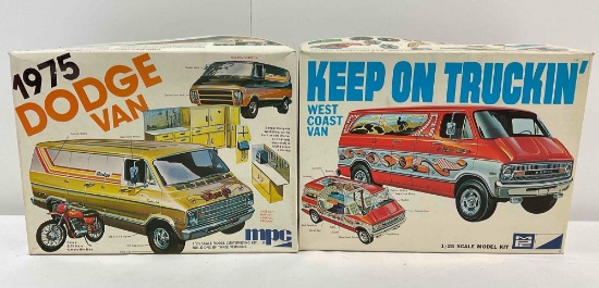 Pair of Model Kits, 1:25 Scale, MPC 1975 Dodge Van & Keep On Truckin ...