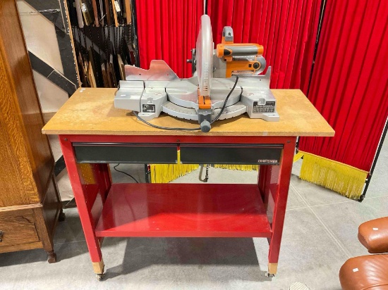Craftsman 2-Drawer Rolling Work Bench w/ Ridgid 12" Miter Saw. Tested ...