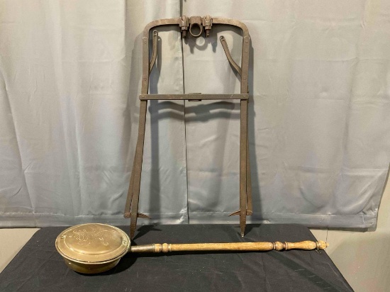 Antique Bed Warmer & Hay Bale Pulley Harpoon Farm Tool. Very Good ...
