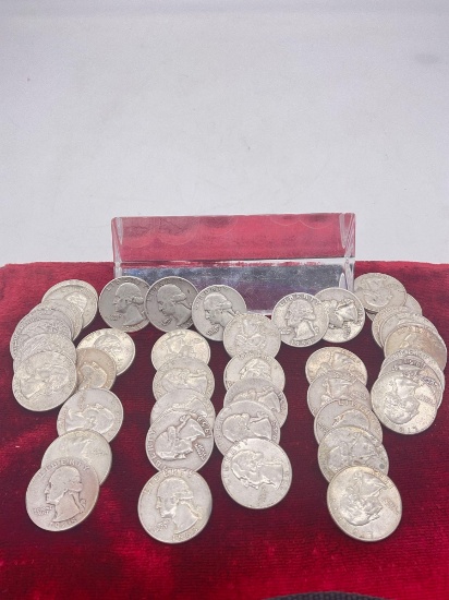 Collection of 41 silver Washington quarters different dates and mint ...