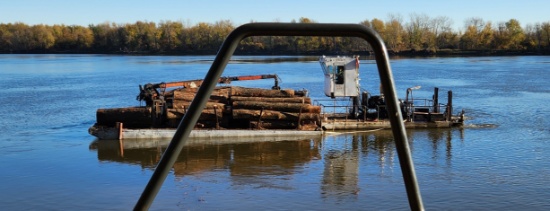 River Barge With Hood 8000 Knuckle Boom Loader, Deck Barge #1 40ft X ...