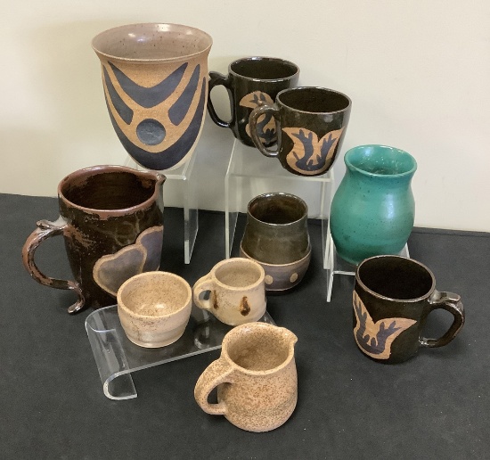 10 Pieces Handmade Pottery - Signed B. G. | Online Auctions | Proxibid