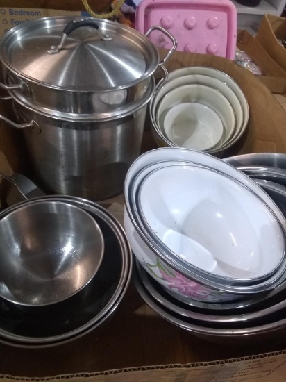 BL- Double Boiler, Metal Graduated Mixing Bowl Sets | Online Auctions ...