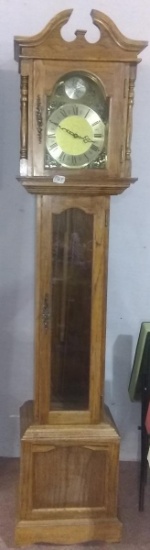 Contemporary Oak Tempus Fugit Grandfather Clock-no pendulum or weights ...