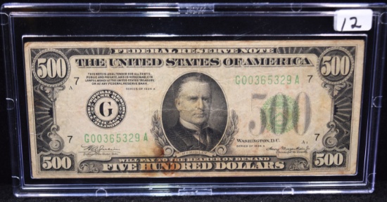 SCARCE $500 FEDERAL RESERVE NOTE - SERIES 1934 A | Coins & Currency ...