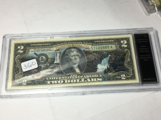 $2 Dollar Bill Yellowstone National Park | Coins & Currency Currency US ...