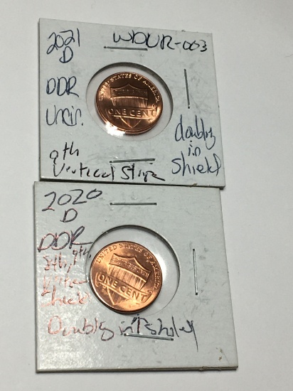 (2 Coins) 2020 D Double Die Reverse Doubling In Shield | Online ...