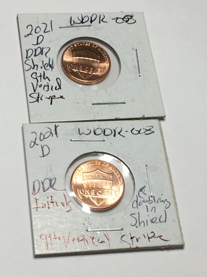 (2 Coins) 2021 D Double Die Reverse Doubling In Shield | Online ...