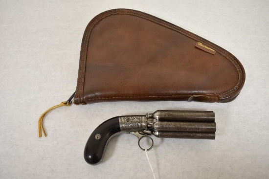 Gun. 19th Century Belgian Mariette 6 shot Percussion Pepperbox Revolver ...