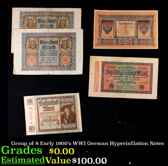 Group of 8 Early 1900's WWI German Hyperinflation Notes | Online ...