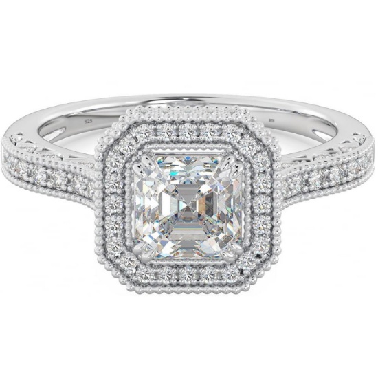 Decadence Sterling Silver 8mm Round Cut Octagon Shape Pave Size 9 ...