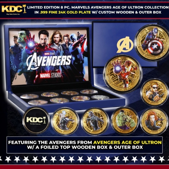 Limited Edition 8 Coin Marvel Avengers Age of Ultron Gold Plated ...