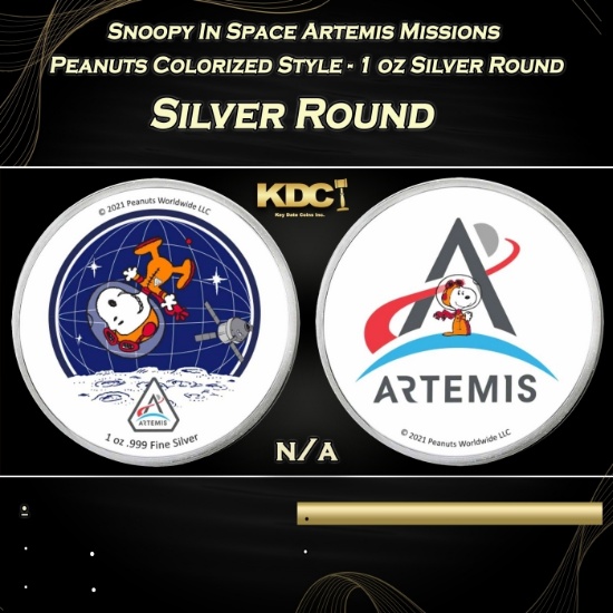 Snoopy In Space Artemis Missions Peanuts Colorized Style - 1 oz Silver ...