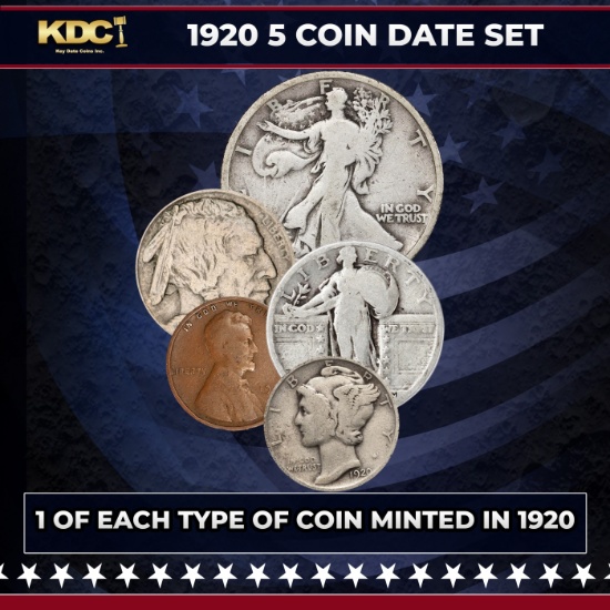 1920 5 Coin Date Set, 1 Of Each Type Of Coin Minted in 1920 | Coins ...