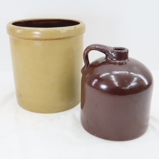 1 Gallon Minnesota Stoneware Salt Glaze Crock & Slip glaze Jug- bottom ...