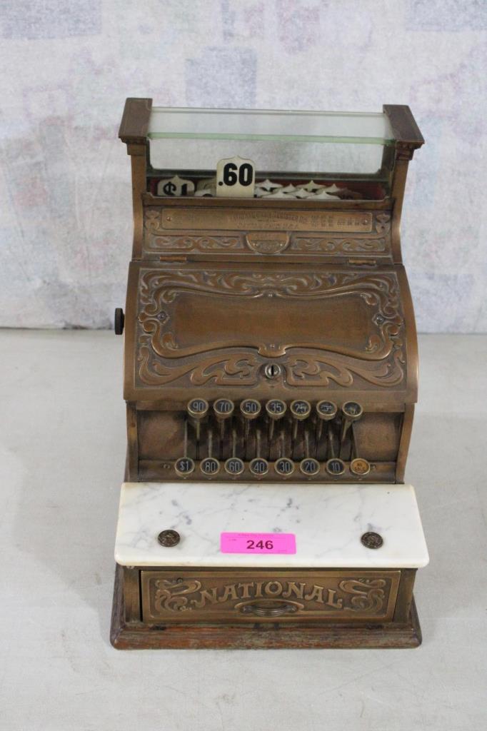 Antique Brass National Cash Register Model #130 | Proxibid