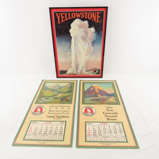 2 GN 1929 Calendar Pages & NP Yellowstone Print | Art, Antiques ...