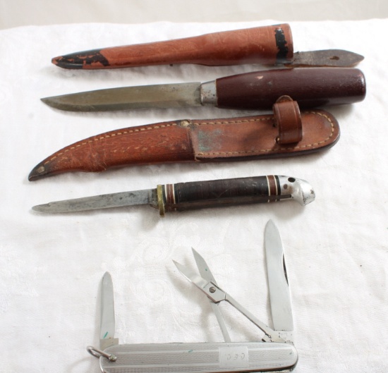 3 Knives- 1 Folding C Bertram German Hen & Rooster | Guns & Military ...