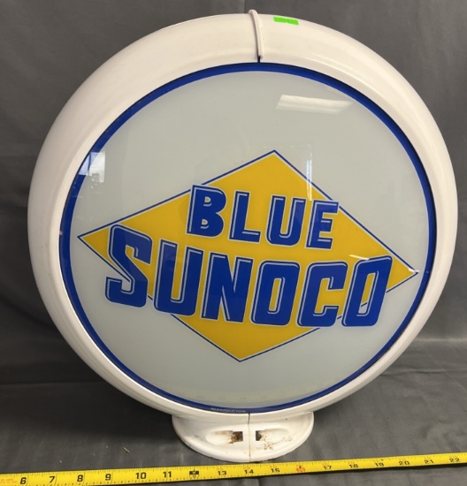 Blue Sunoco glass globe panels in plastic frame reproduction 16" | Art ...