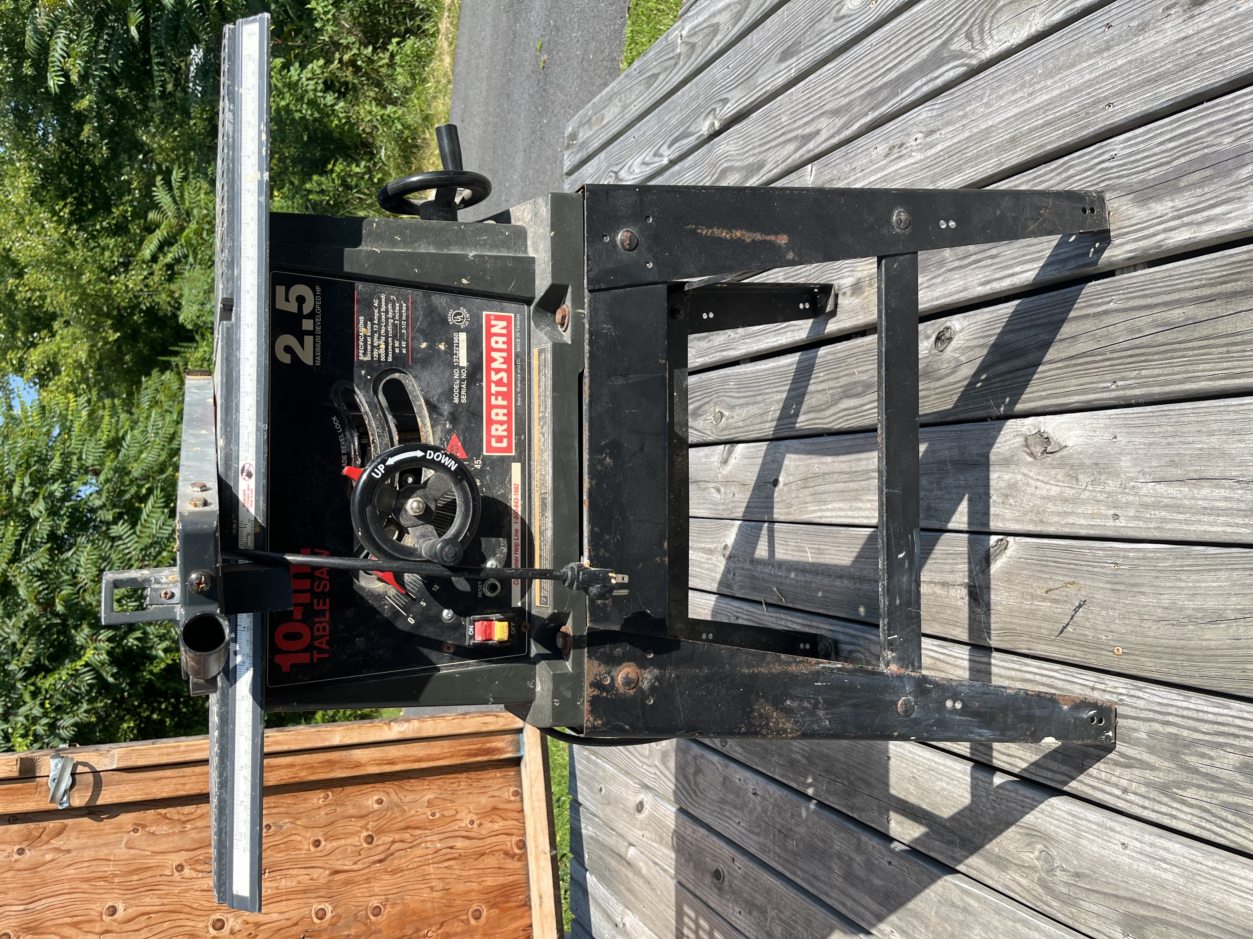 Craftsman table saw with stand store