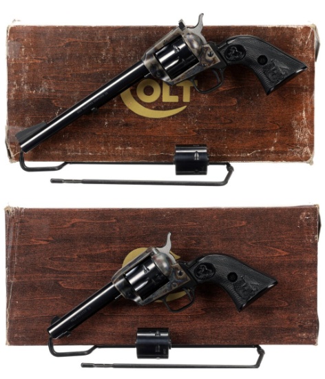 Two Dual Cylinder Colt .22 Rimfire Single Action Army Revolvers | Guns & Military Artifacts ...