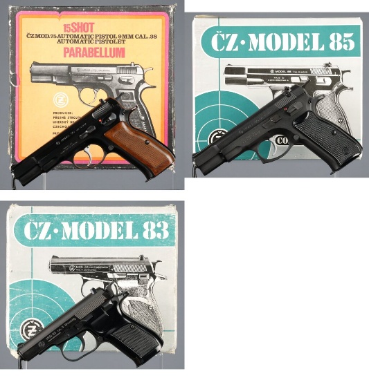 Three CZ Semi-Automatic Pistols with Boxes | Guns & Military Artifacts ...