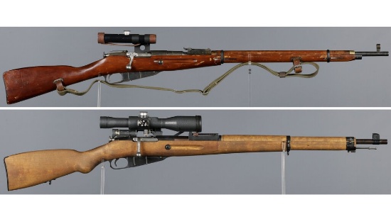 Two Mosin Nagant Pattern Bolt Action Rifles with Scopes | Guns ...