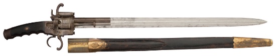 European Pinfire Combination Short Sword Revolver with Sheath | Guns ...