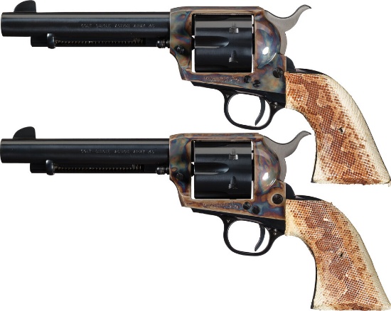 Col. Larson Presented Pair of Colt Single Action Army Revolvers | Guns ...