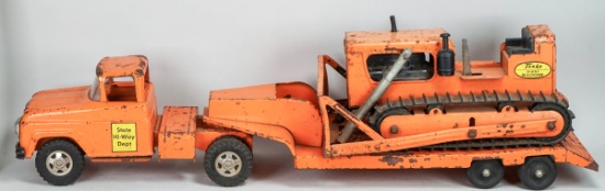 Tonka State Hi-Way Dept. Truck - Trailer w/ Tonka Giant Bulldozer, Ca ...